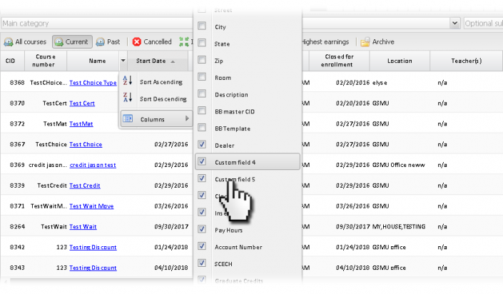 Custom Field Columns In Course Grid